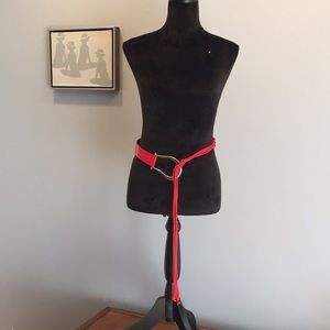 Accessories | Red Hip Hugger Leathercotton Belt | Poshmark